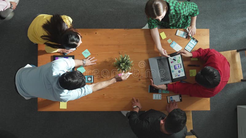 Programmer Team Brainstorm and Plan UX UI Design for Mobile Phone. Convocation. Stock Video ...