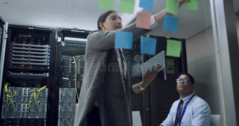 Cyber Security, Laptop and Black Man in Server Room, Maintenance or ...