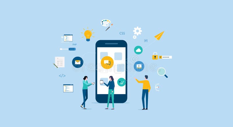 Programmer Team Develop for Mobile Application and Design Process Stock ...