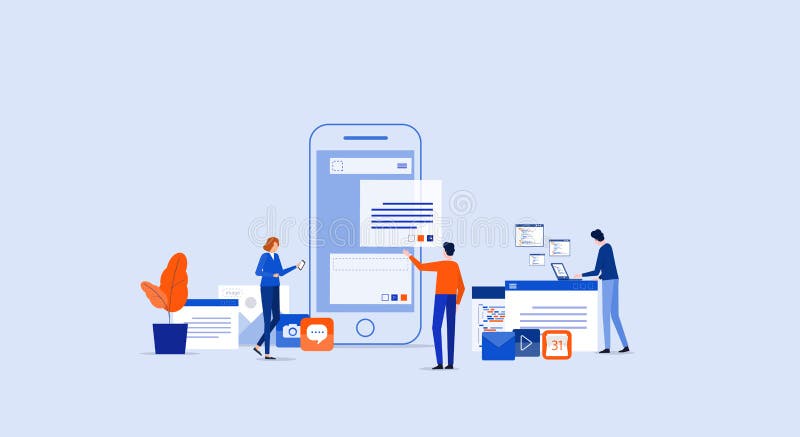 Programmer Team Develop for Mobile Application and Design Process Stock ...