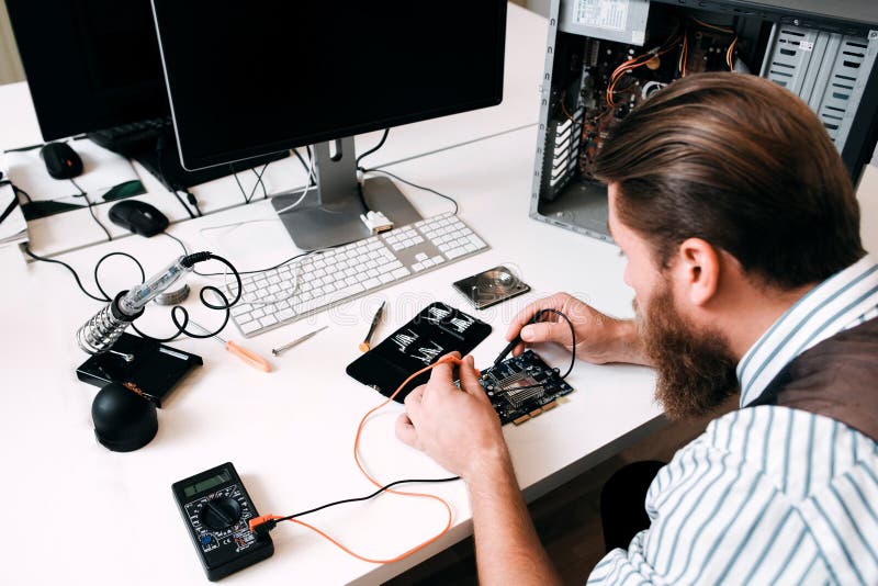 Testing Circuit with Digital Multimeter Stock Image - Image of ...