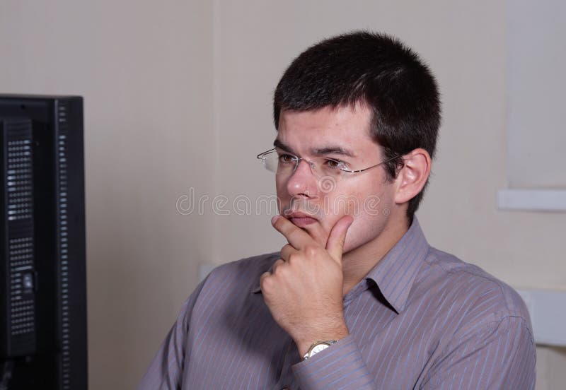 Programmer thinks stock photo. Image of head, business - 11012578