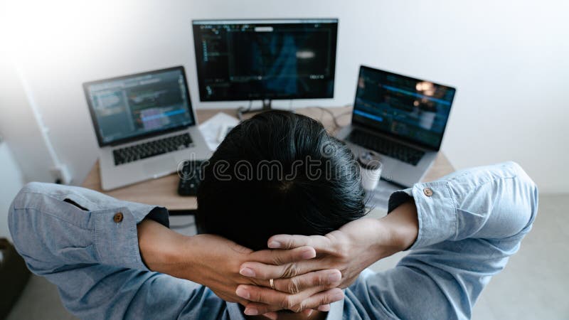 Programmer Typing Code Desktop Computer Developing Programming Coding Technologies Concept Stock