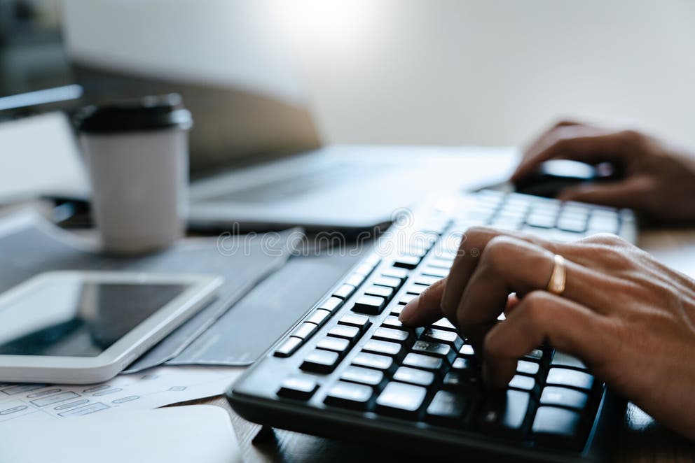 Programmer Typing Code on Desktop Computer, Developing Programming and ...