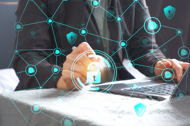 Protect Cybersecurity From Hacker Attacks And Save Customer Confidential Data Stock Image