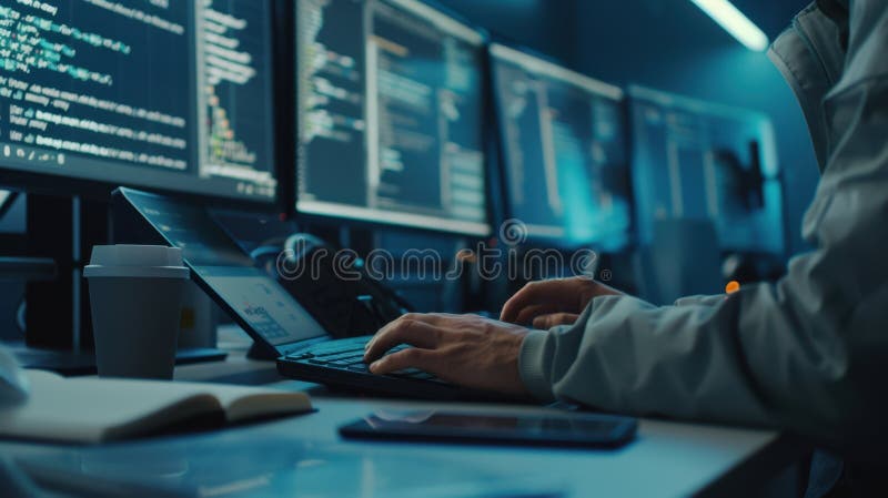 The Programmer Typing on Laptop.AI Generated Image Stock Image - Image of laptop, typing: 381018435
