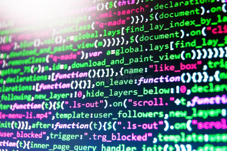 Programmer Typing New Lines of HTML Code. Stock Photo - Image of active ...