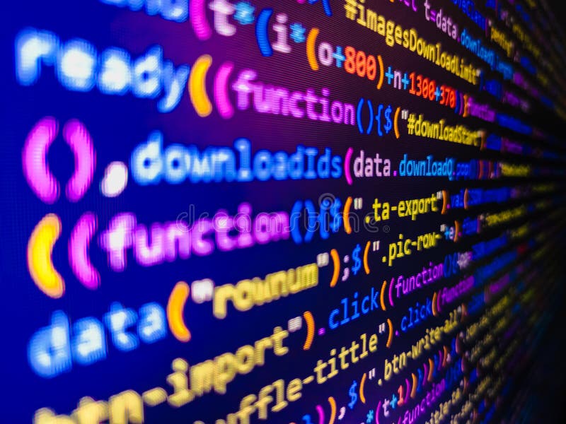 Programmer Typing New Lines of HTML Code. Modern Binary Code Close-up ...