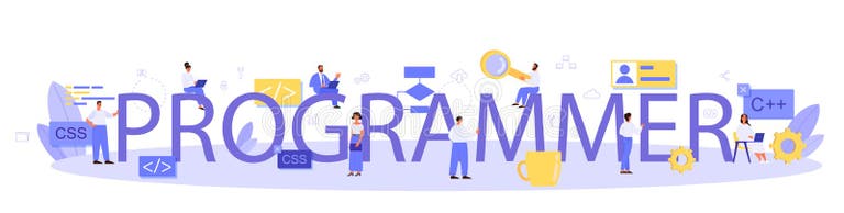 Programmer Typographic Header. Idea of Working on the Computer Stock ...