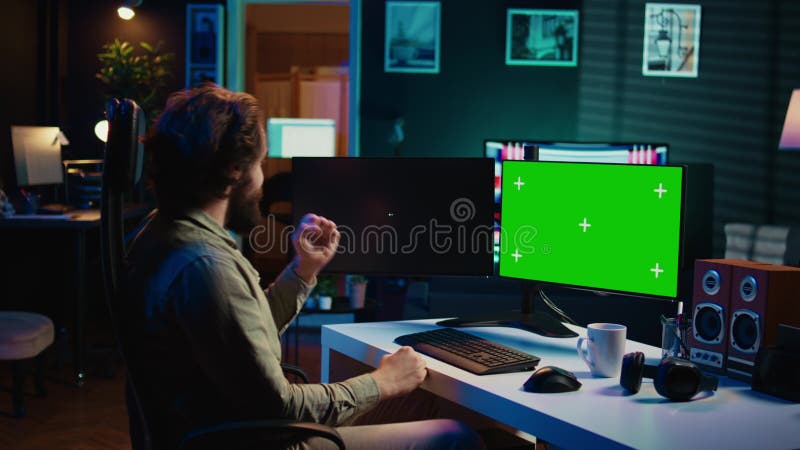 It Specialist Programming Sentient AI with Mockup Computer Stock Video ...