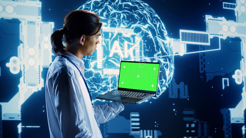 Programmer Uses Chroma Key Laptop for AI Stock Image - Image of complex, implement: 331406205