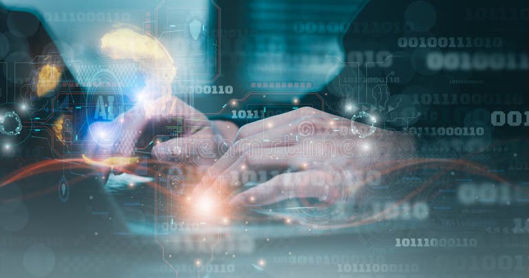 Programmer Using AI Artificial Intelligence Technology Data Development, Computer Data ...