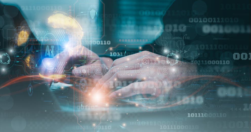 Programmer Using AI Artificial Intelligence Technology Data Development, Computer Data ...