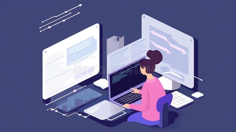 A Programmer is Using Computer, Generative, Ai Stock Illustration ...