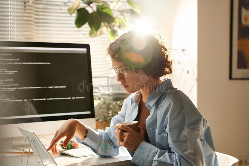 It Programmer Using Tablet Pc To Work with Program Stock Photo - Image ... It Programmer Using Tablet Pc To Work with Program Stock Photo - Image ...