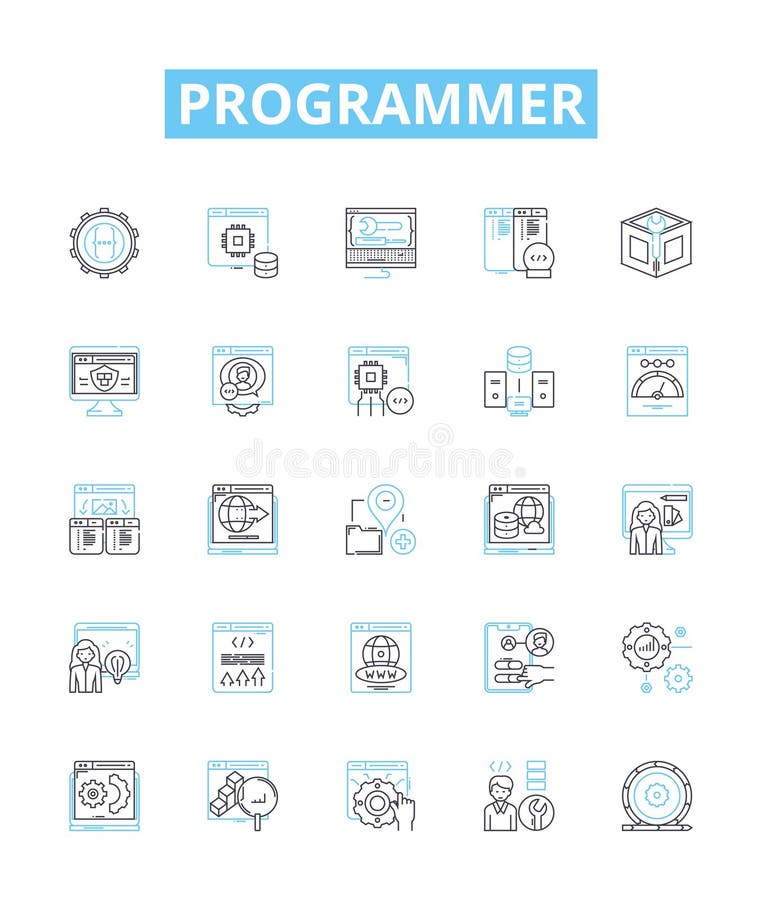 Programmer Line Icon, Outline Symbol, Vector Illustration, Concept Sign ...