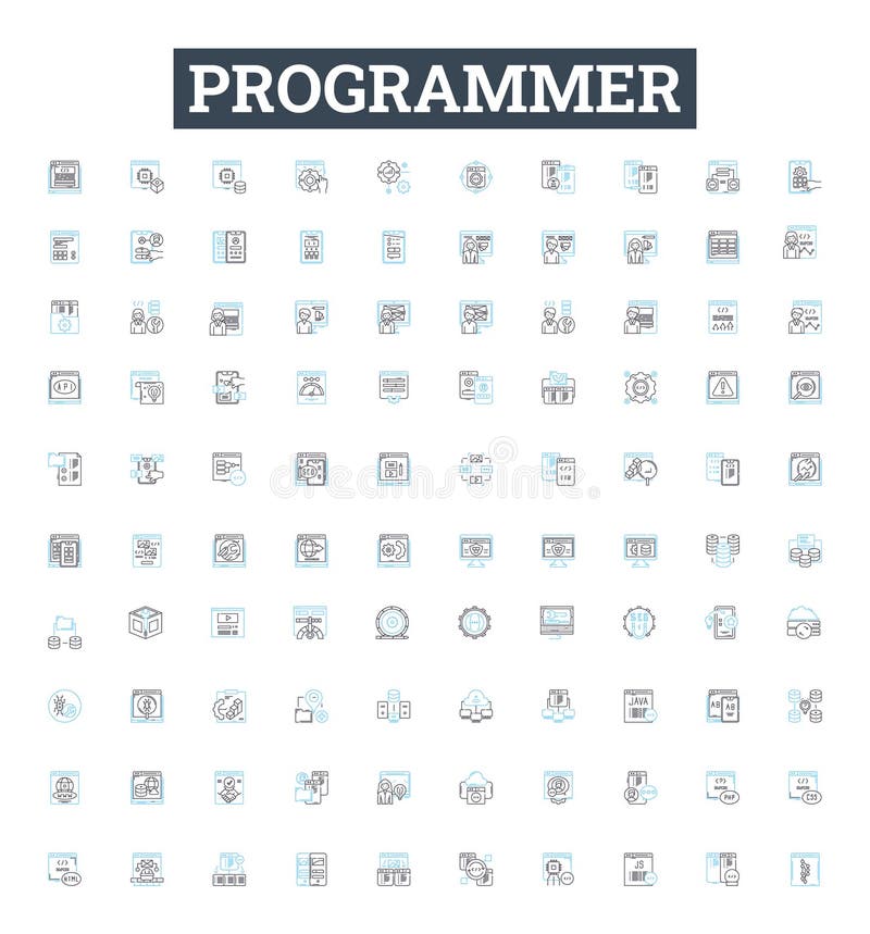Programmer Vector Line Icons Set. Developer, Coder, Engineer ... Programmer Vector Line Icons Set. Developer, Coder, Engineer ...