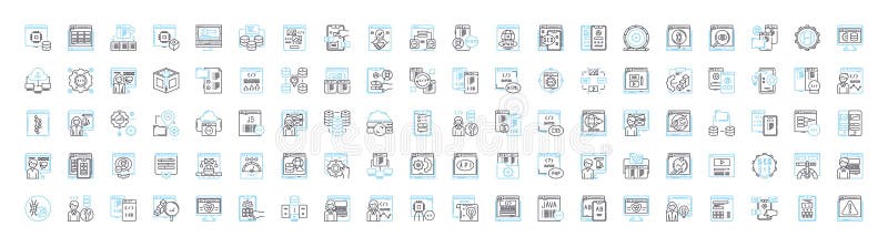 Programmer Vector Line Icons Set. Developer, Coder, Engineer ... Programmer Vector Line Icons Set. Developer, Coder, Engineer ...