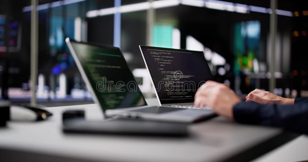 Programmer Woman Coding on Computer Stock Image - Image of screen ...