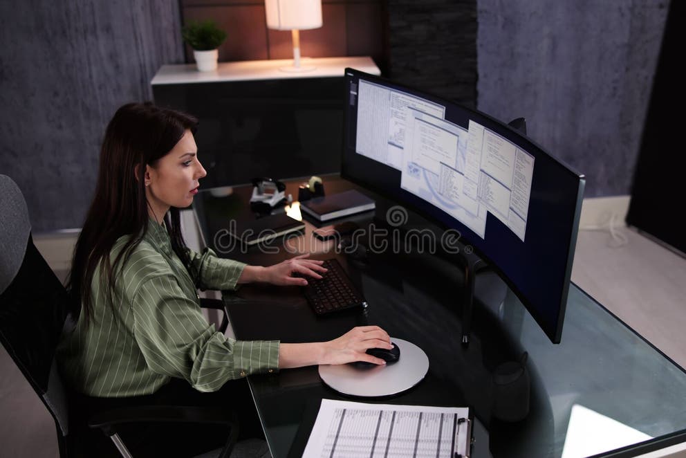 Programmer Woman Coding on Computer Stock Photo - Image of workaholic, software: 268296504
