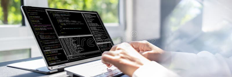 Programmer Woman Coding stock photo. Image of space - 222252324