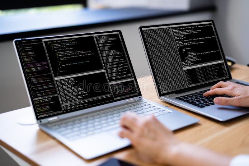 Programmer Woman Coding stock photo. Image of space - 222252324