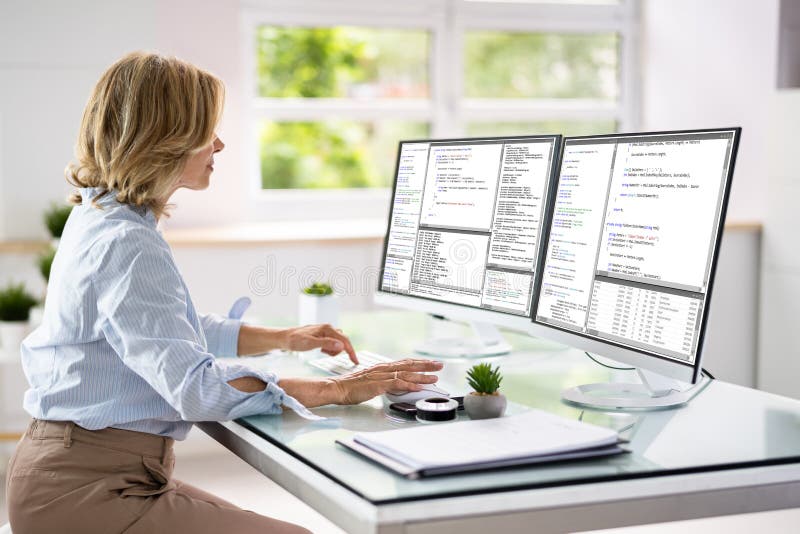 Programmer Woman Wearing Hijab Working Stock Image - Image of lady ...