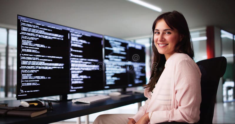 Programmer Woman Coding stock photo. Image of multiple - 222252522