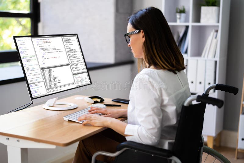 Programmer Woman Wearing Hijab Working Stock Image - Image of computer ...