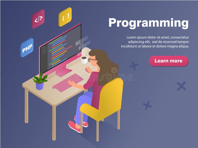 Programmer Woman Vector. Programmer Workspace. Stock Vector ... Programmer Woman Vector. Programmer Workspace. Stock Vector ...