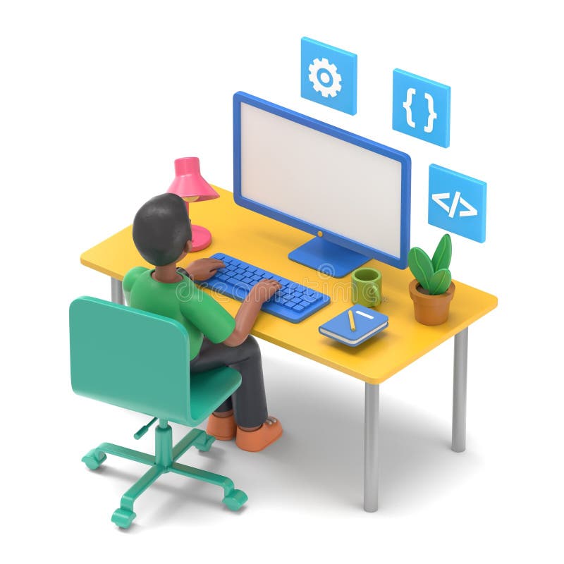 Programmer at Work Concept Banner. Can Use for Web Banner, Infographics ...