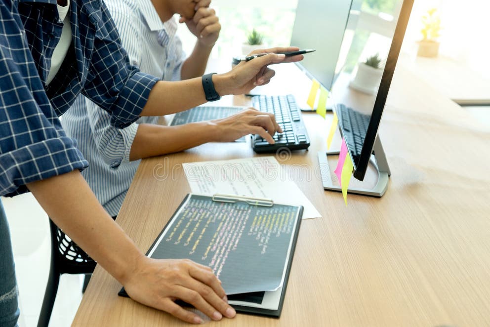 Programmer Work with Developing Programming Stock Image - Image of monitor, data: 143814221