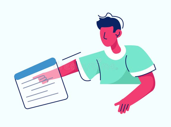 Programmer At Work Process Vector Illustration With Laptop Flat Style Concept Stock Vector