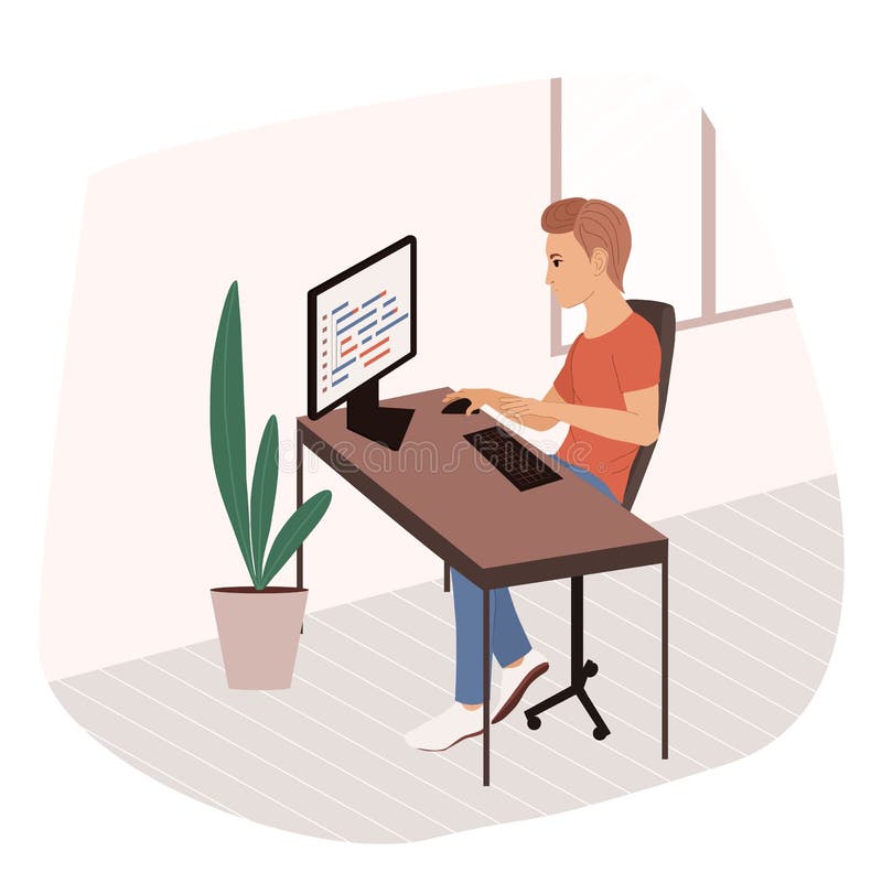 Programmer At Work On Web Development On A Computer The Concept Of Coding And Programming