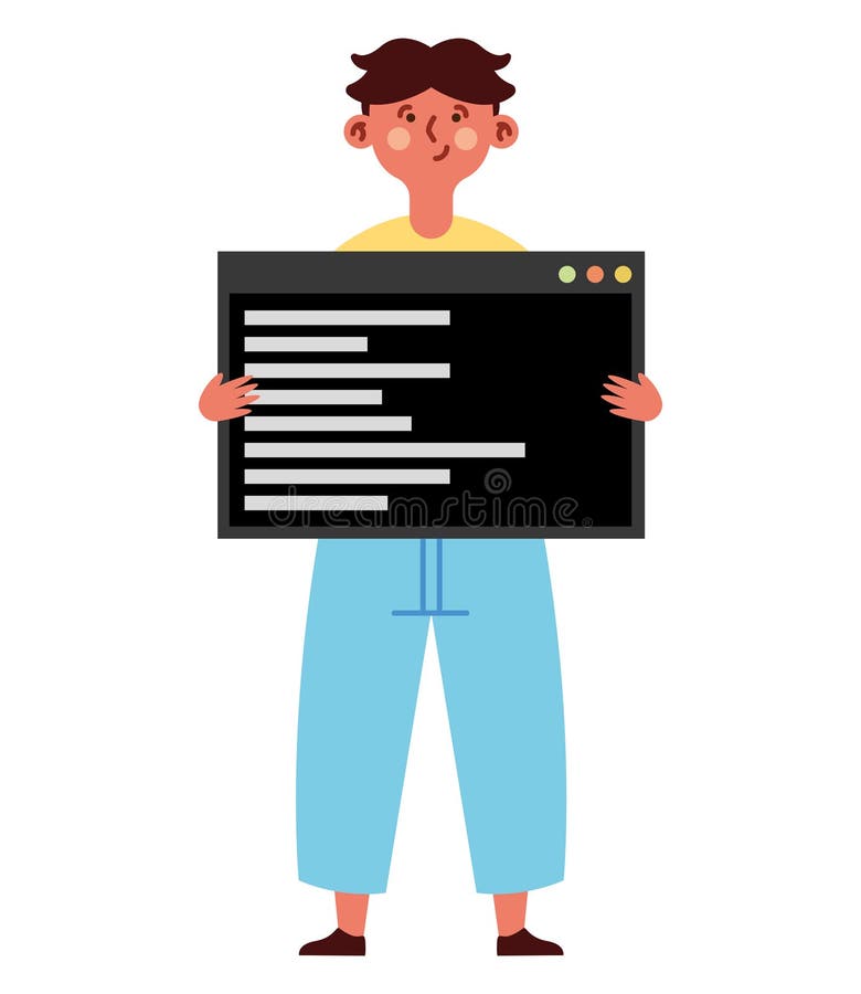 Programmer At Work For Web Stock Vector Illustration Of Computer