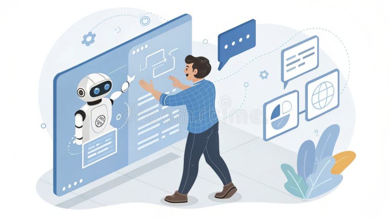 Programmer Working with AI and Machine Learning Using Large Digital ...