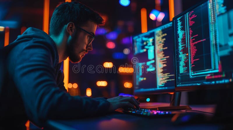 Programmer Working Code Neon Lights Desk Stock Photos - Free & Royalty-Free Stock Photos from ...
