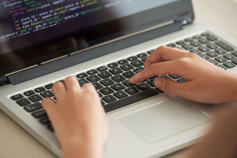 Programmer working on code stock image. Image of technology - 124949739