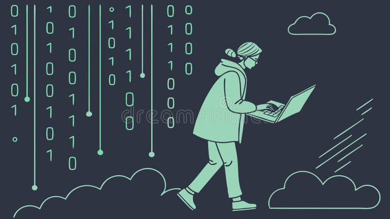 Programmer Working on Computer, Coding and Software Development Vector Design Generative AI ...