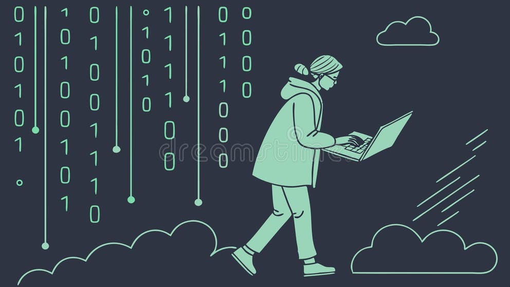 Programmer Working on Computer, Coding and Software Development Vector Design Generative AI ...