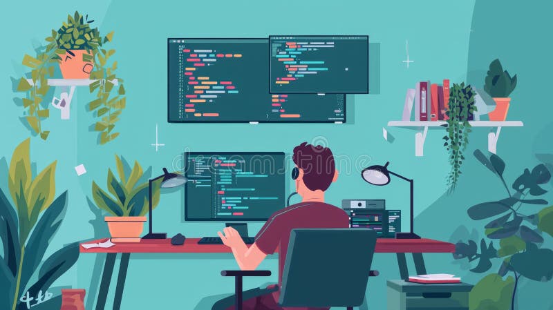 Programmer Working on Computer in Office. Programmer Working on Program ... Programmer Working on Computer in Office. Programmer Working on Program ...