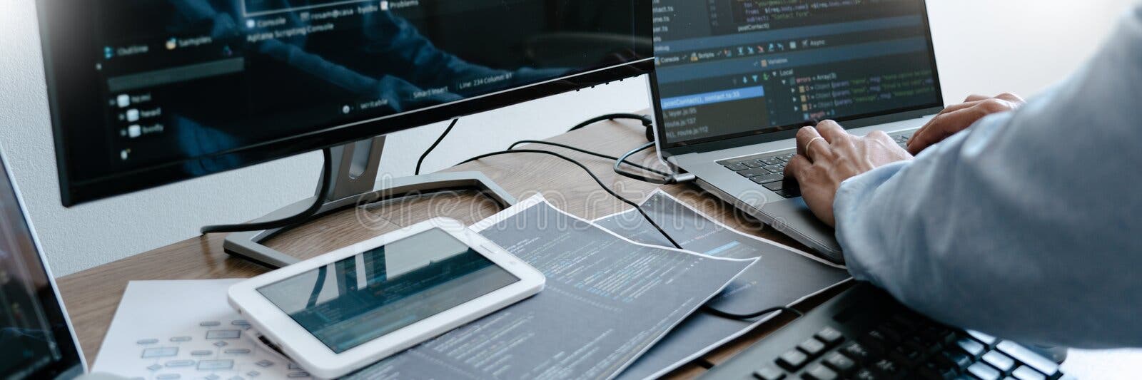 Programmer Working On Computer In It Office Typing Data Coding In 7978
