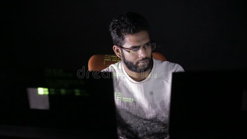 Programmer Working on Computer. it Professional Programming Code on Computer Monitor Stock Video ...