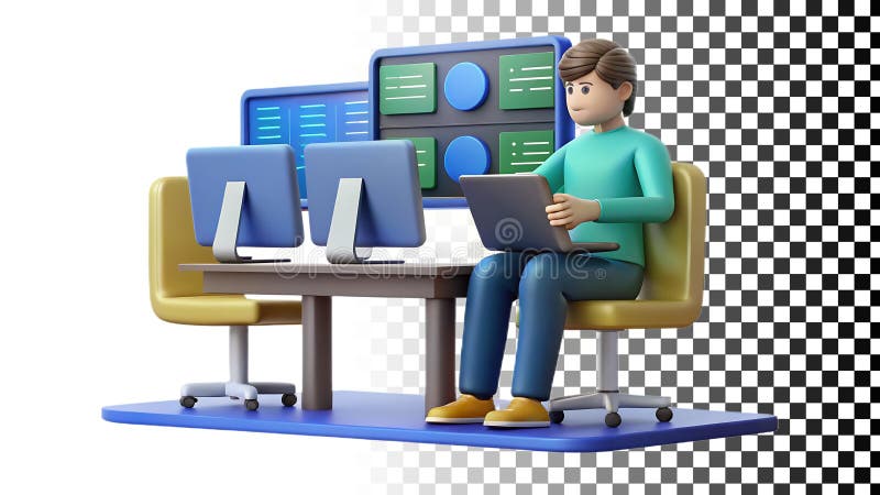 Programmer Working on Computer Software Development and Coding Png Transparent Image Generative ...