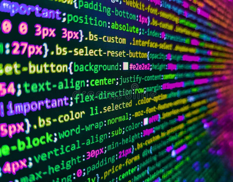 Programmer Working in Computer Screen. Web Abstract Programming and ...