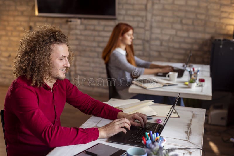 Programmer Working in Coworking Space Stock Image - Image of office ...