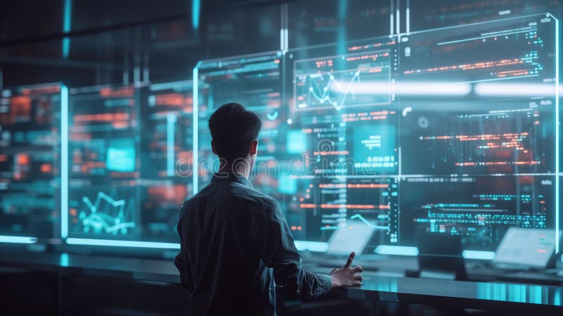 Programmer Working in Data Center AIG41 Stock Illustration ...