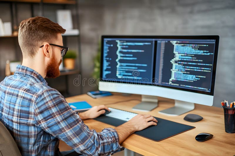 Programmer Working Desk Dual Monitors Stock Photos - Free & Royalty ... Programmer Working Desk Dual Monitors Stock Photos - Free & Royalty ...