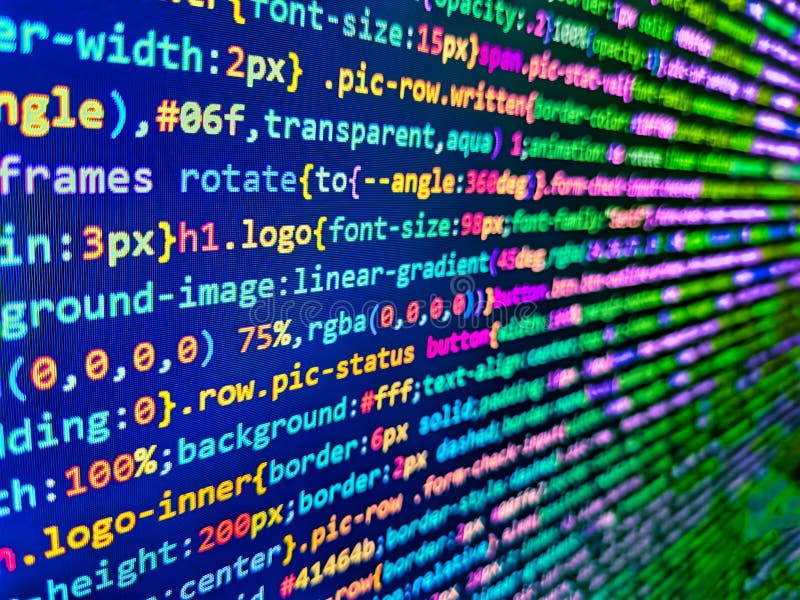 Programmer Working in Desktop Laptop. Coding Concept Background Stock ...