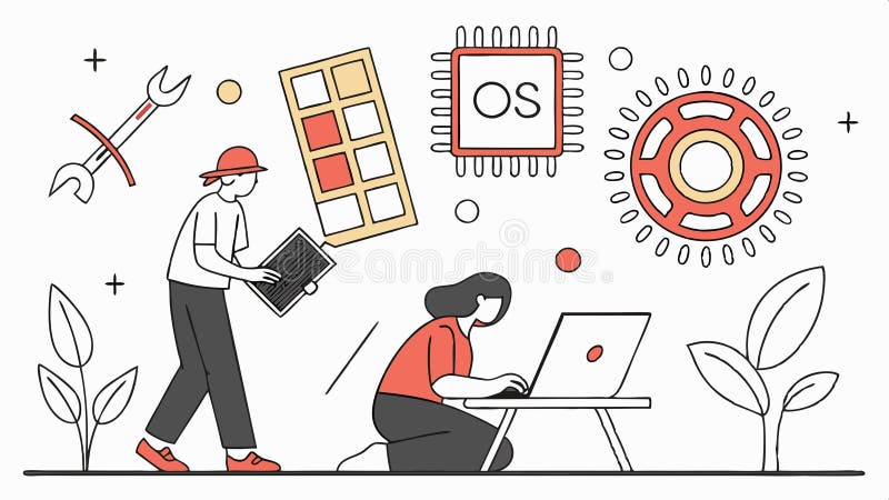 Programmer Working On Laptop Coding And Development Illustration 8075